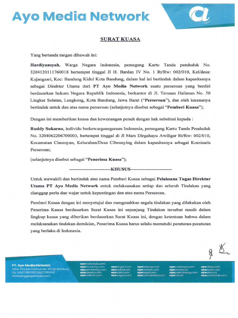 Surat Kuasa PLT | PDF