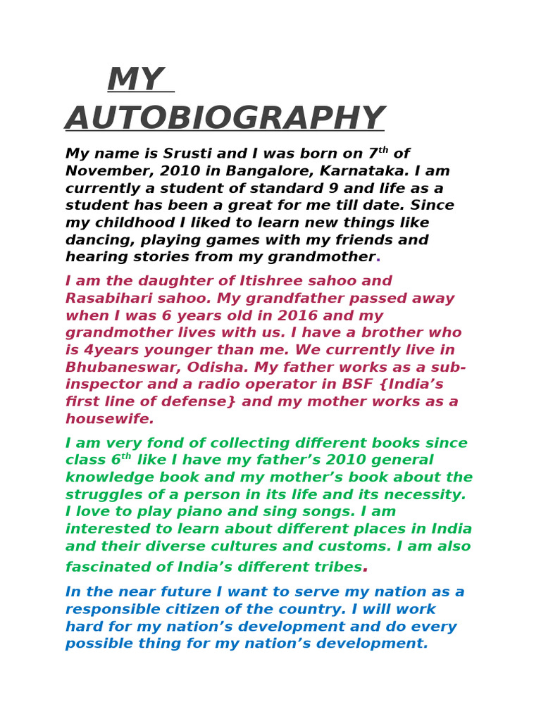 My Autobiography | PDF