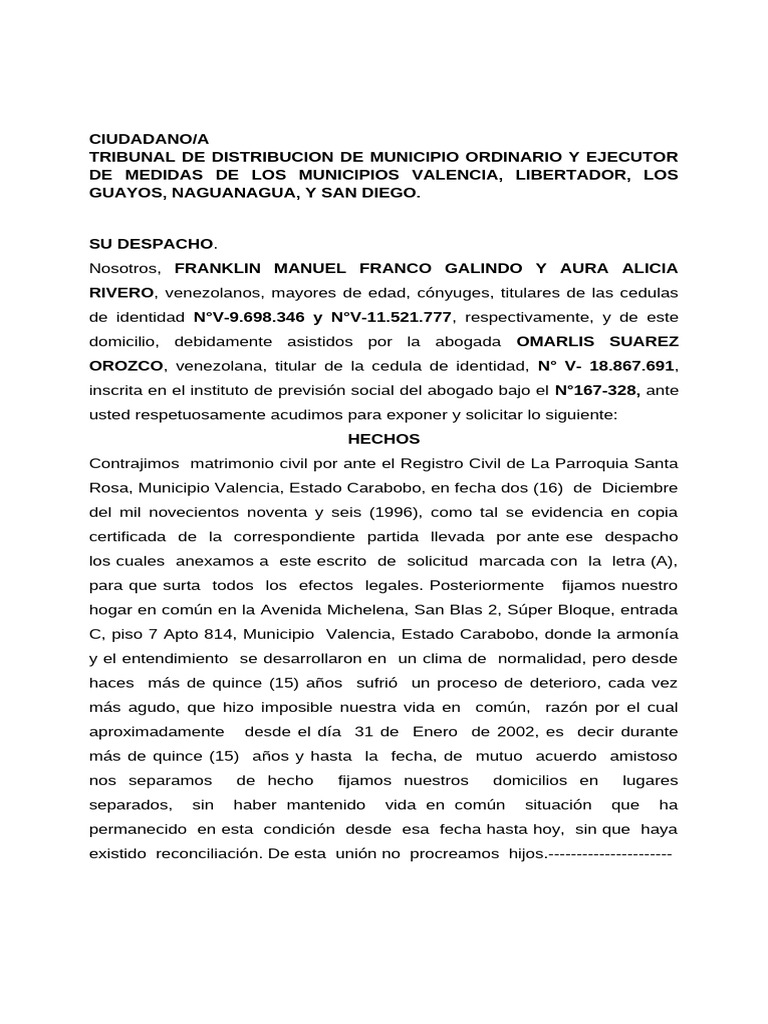 Divorcio Franco - Rivero | PDF | Divorcio | Instituciones sociales