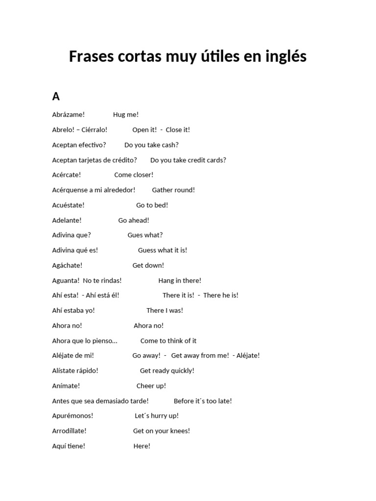 Frases útiles en inglés | PDF
