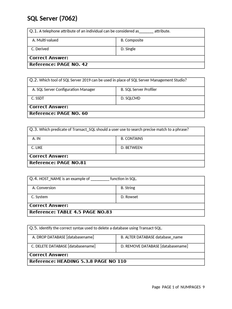 (25-APRIL-24) SQL Server (7062) | PDF | Microsoft Sql Server | Databases