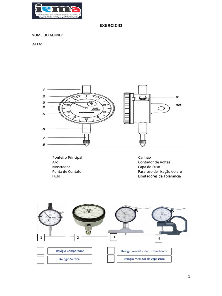 Exercicio Relogio Comparador | PDF