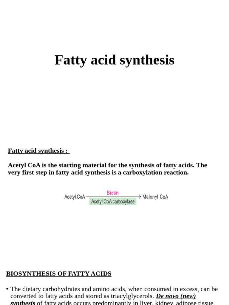 Fatty Acid Synthesis | PDF | Biosynthesis | Biochemistry