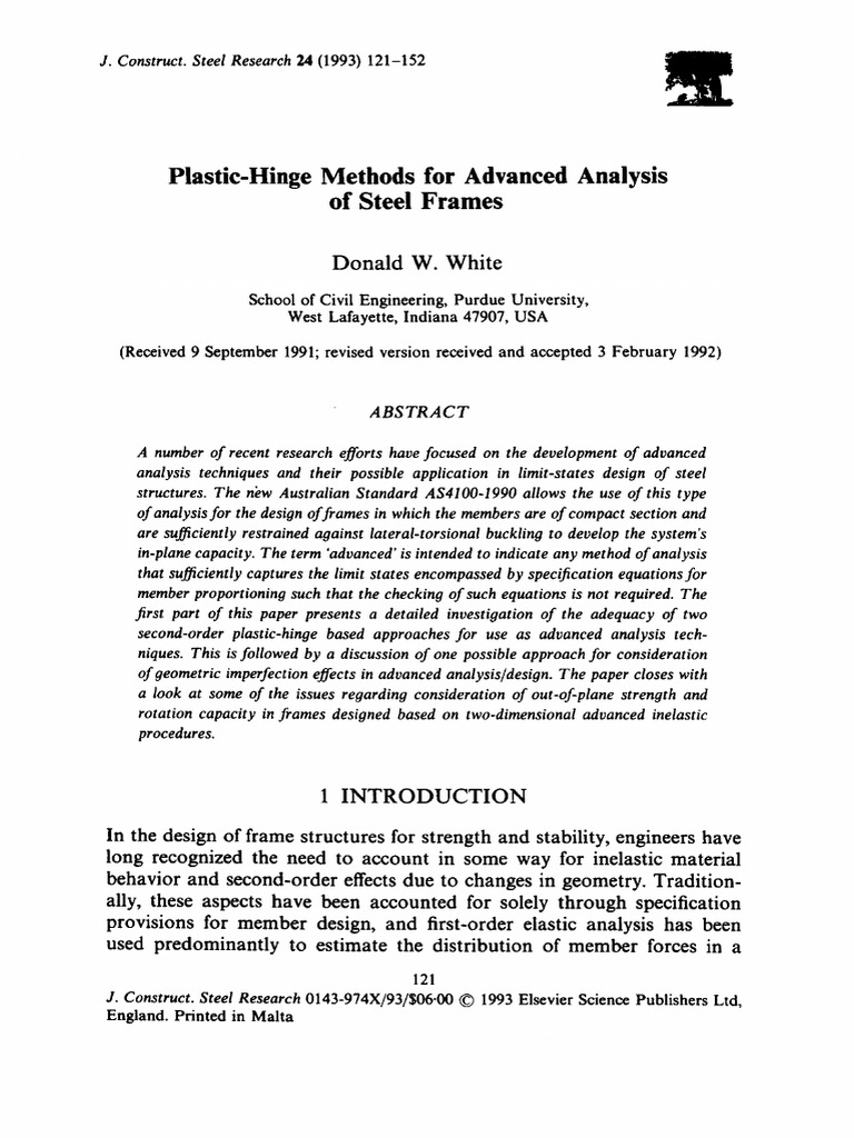 Advanced Plastic-Hinge Analysis for Steel Frames | PDF | Strength Of ...