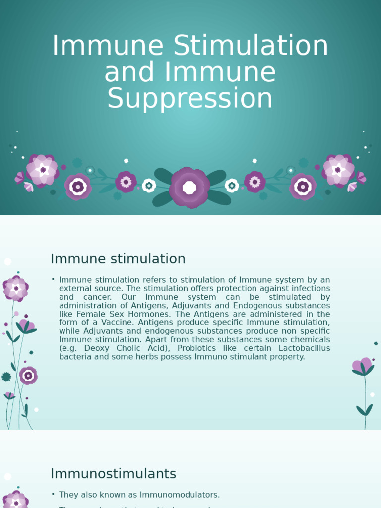 Immune Stimulation and Suppression Overview | PDF | Immune System | Antigen