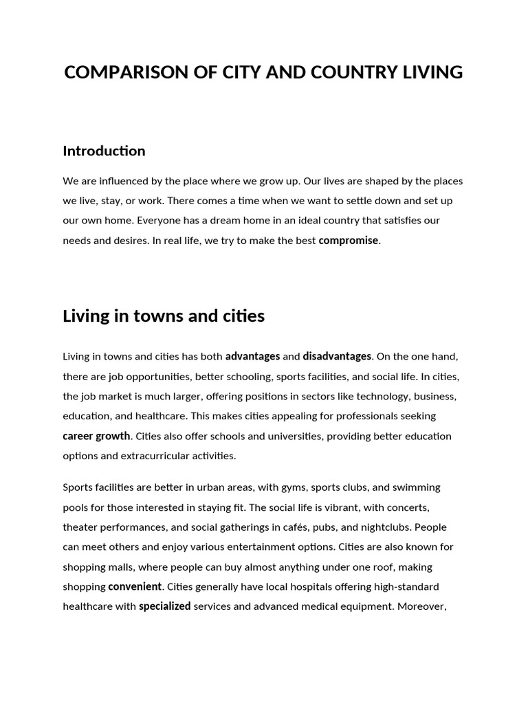 City vs. Country Living: A Comprehensive Guide | PDF | Efficient Energy ...