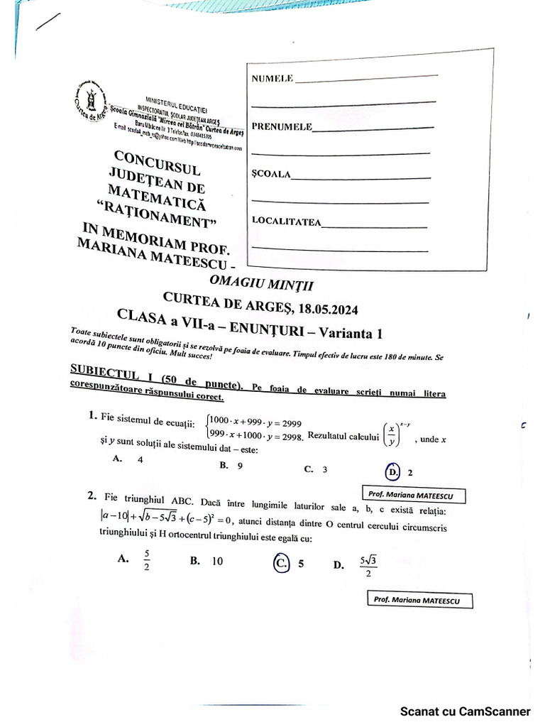 Concurs Matematica | PDF