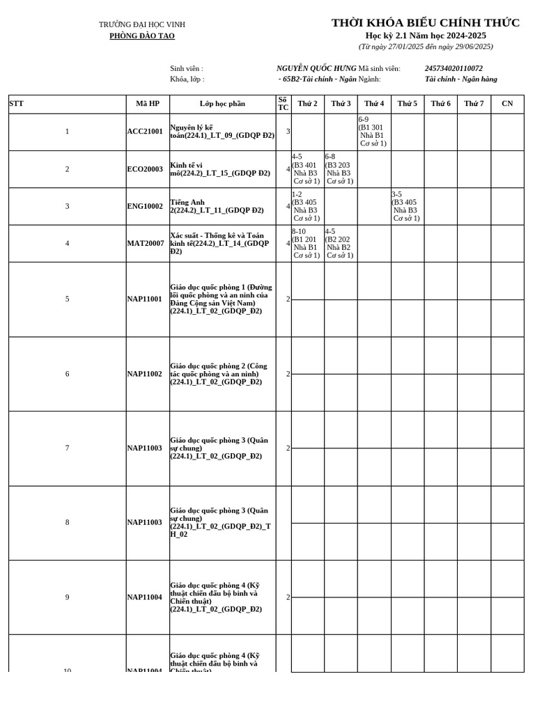 Export TKB SV Mau 1 2 | PDF
