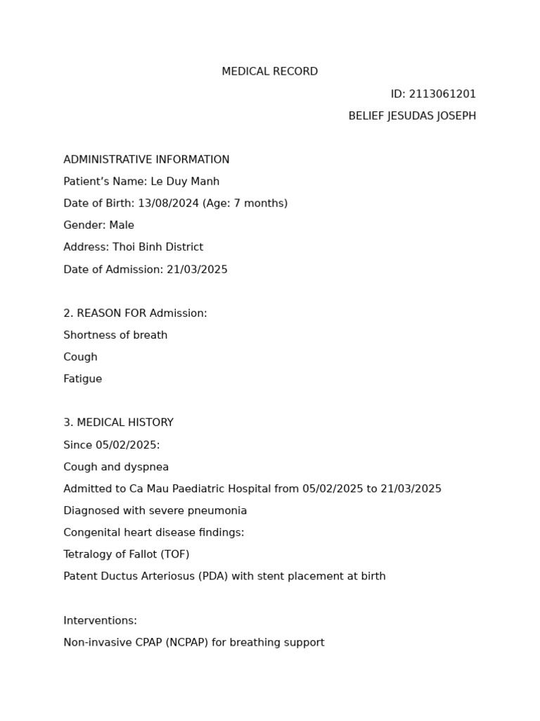 Belief Jesudas Joseph Pediatrics | PDF | Congenital Heart Defect | Medicine