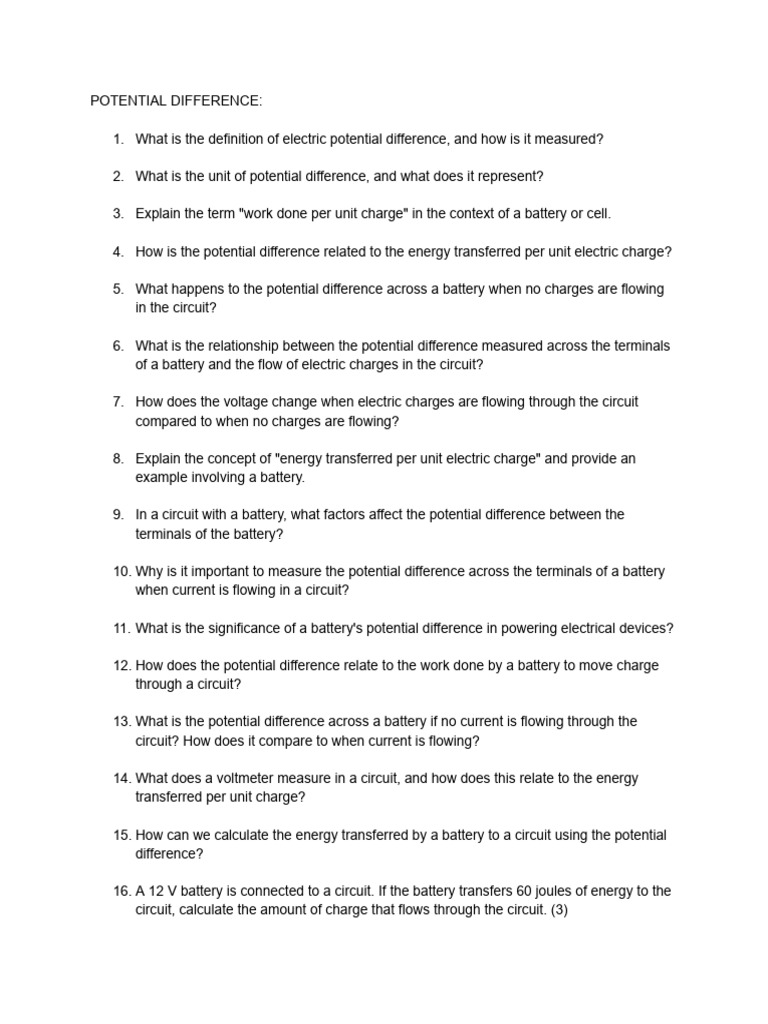 Potential Difference | PDF