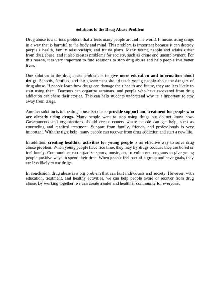 Solutions To The Drug Abuse Problem | PDF