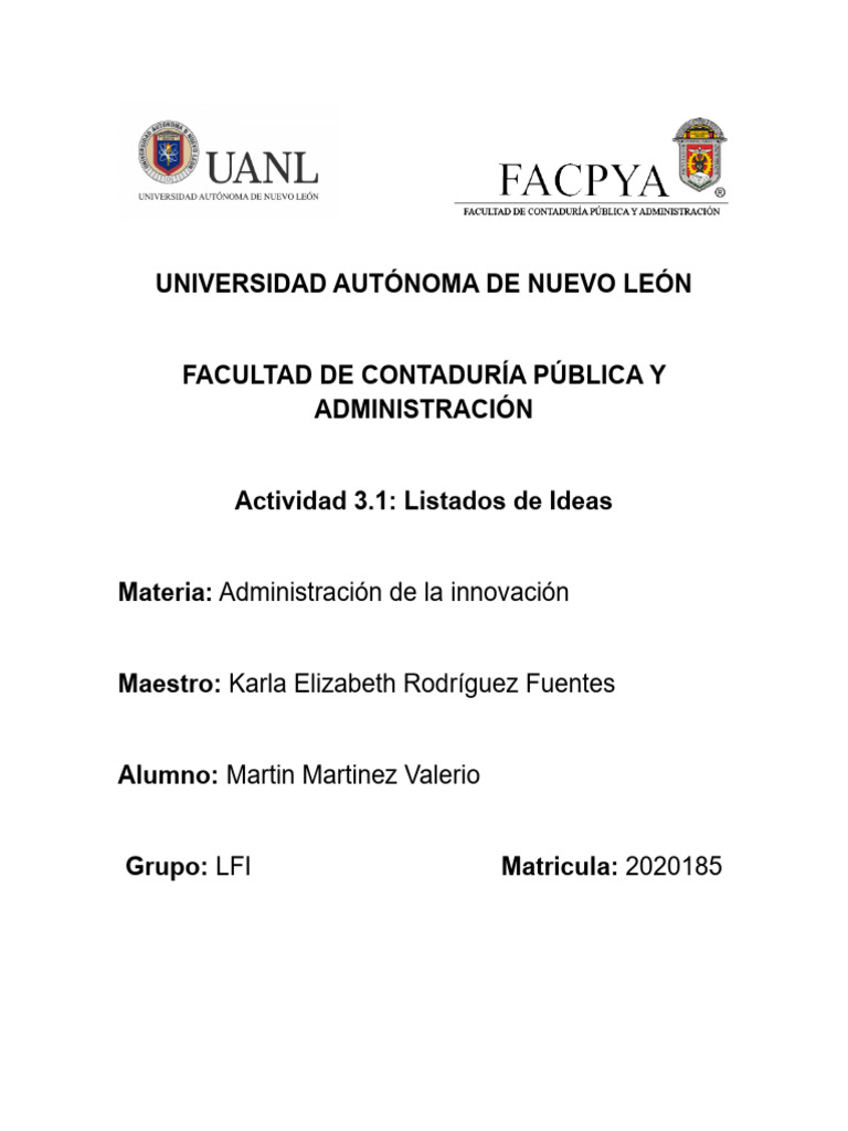 Actividad 3.1 Martinez Valerio Martin | PDF | Innovación | Mercado ...