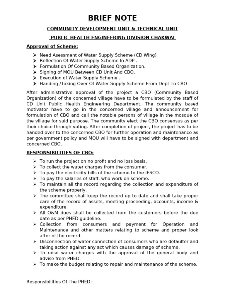 Brief Note CD Unit Regarding Cbo | PDF