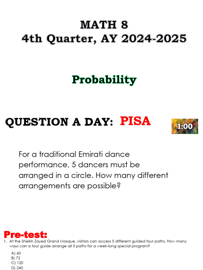 MATH 8 Probability Permutation and Combination May 14 2025 | PDF | Probability | Experiment