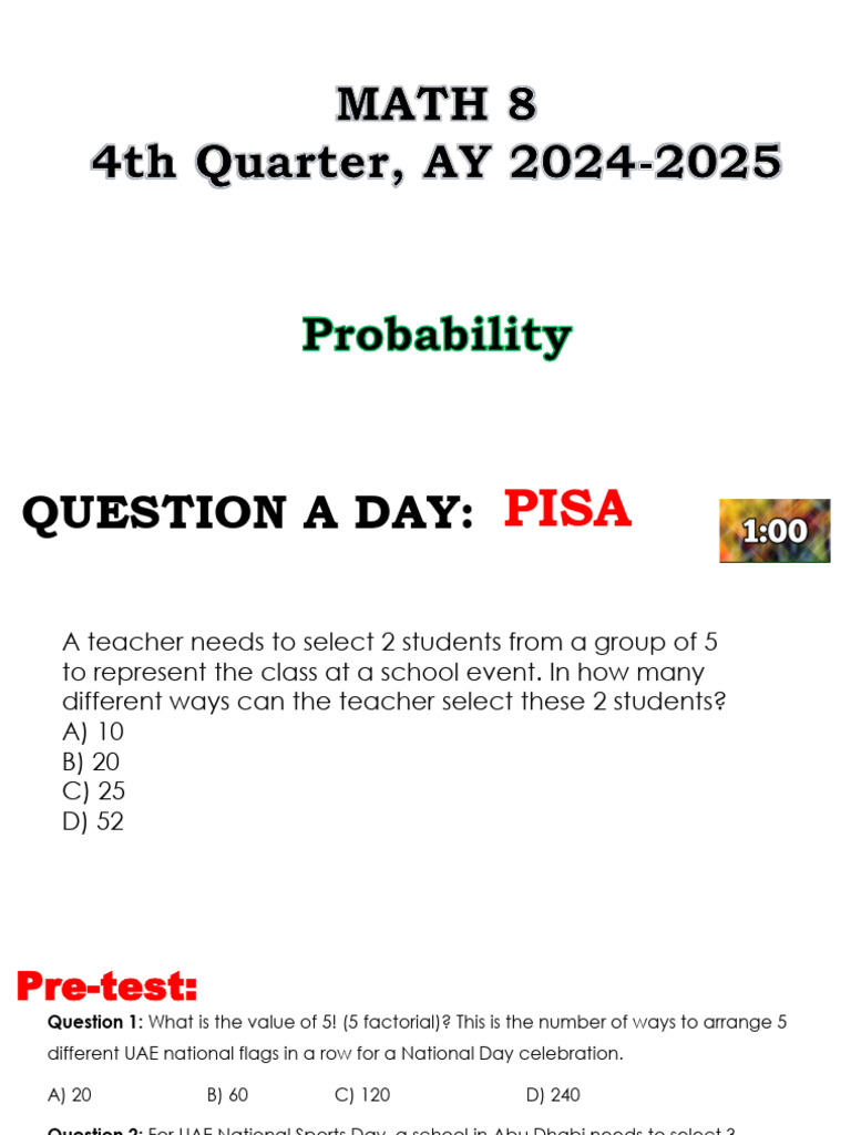 MATH 8 Probability Permutation and Combination May 13 2025 | PDF ...