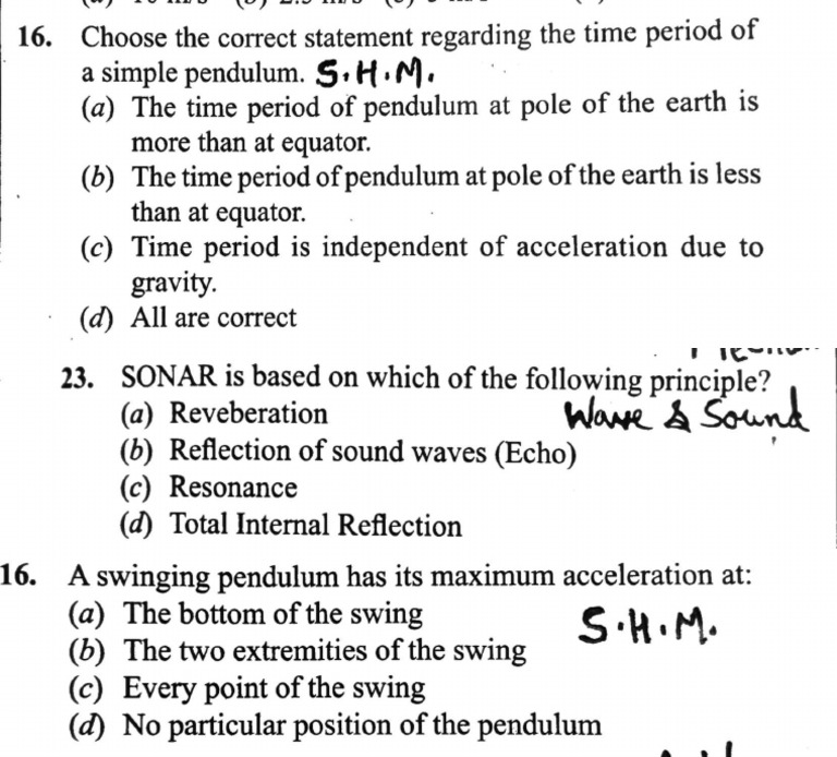 SHM and Wave& Sound Pyq X Group Physics | PDF | Waves | Pendulum