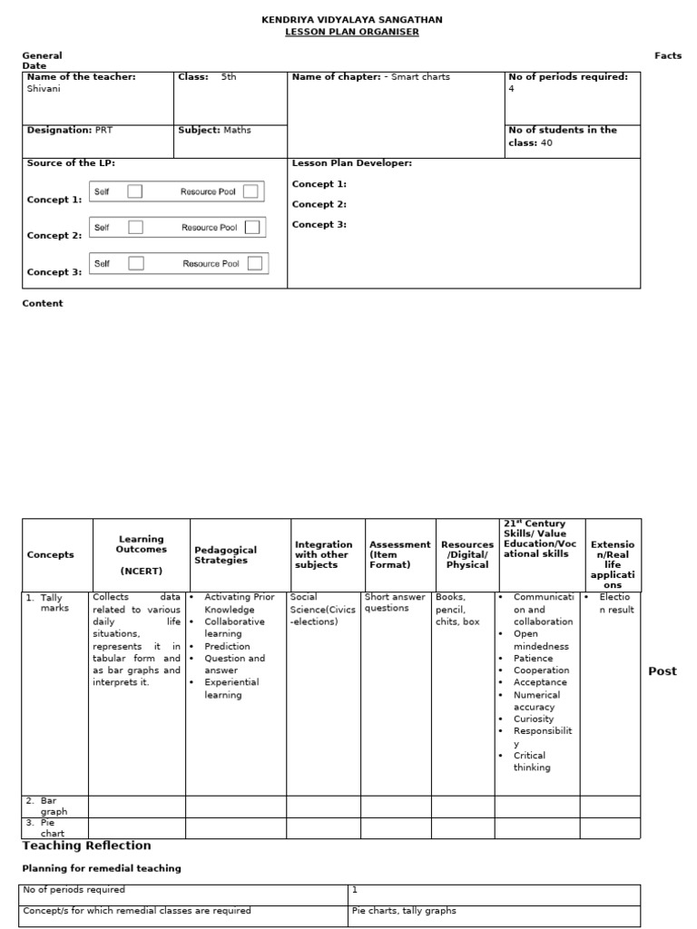 Maths - Gr5 - Ch12 - Lesson Plan Organiser | PDF | Lesson Plan | Learning