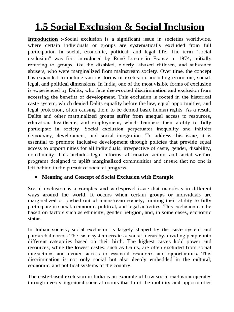 Understanding Social Exclusion in India | PDF | Social Exclusion ...