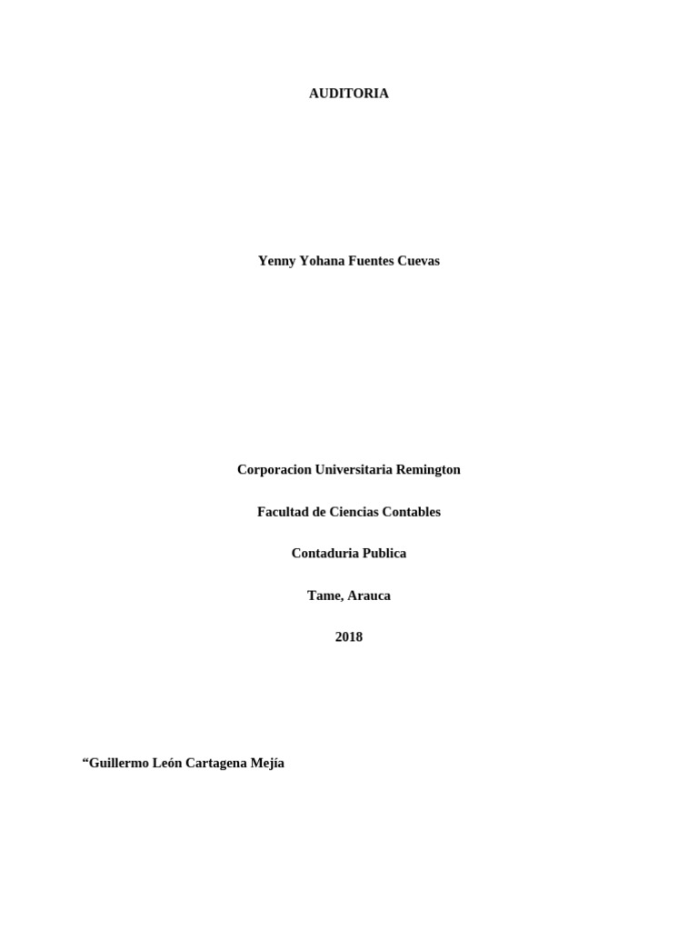 Auditoria - Yenny Fuentes | PDF | Auditoría | Calidad (comercial)