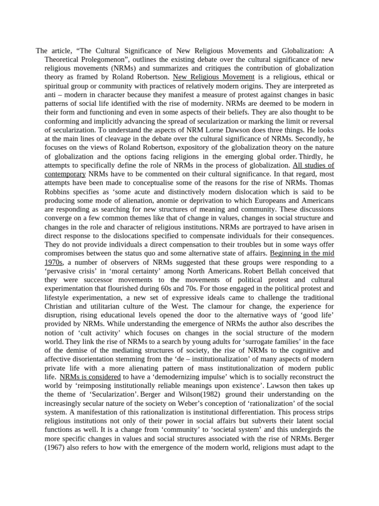 new religious movements | PDF | Globalization | Society