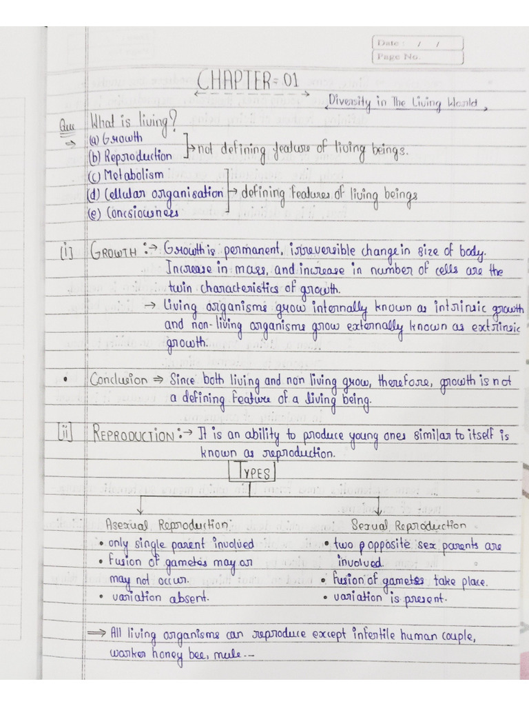 Bio Chapter-1 Diversity in Living Beings | PDF