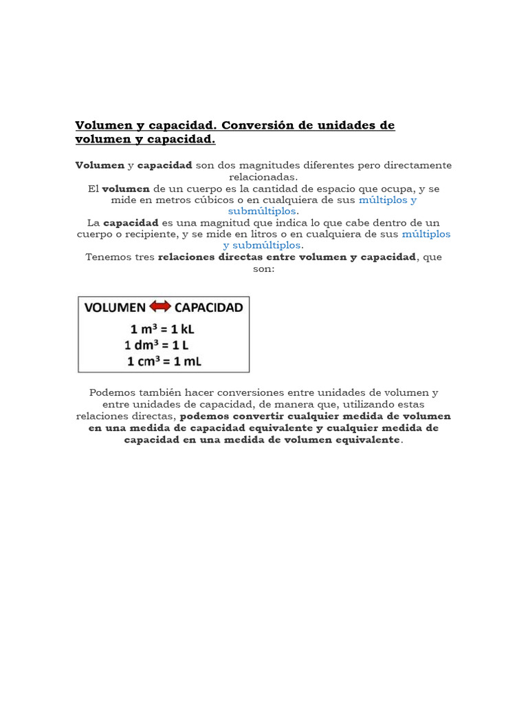 Ejercicios de Volumen y Capacidad | PDF | Volumen | Formas geométricas
