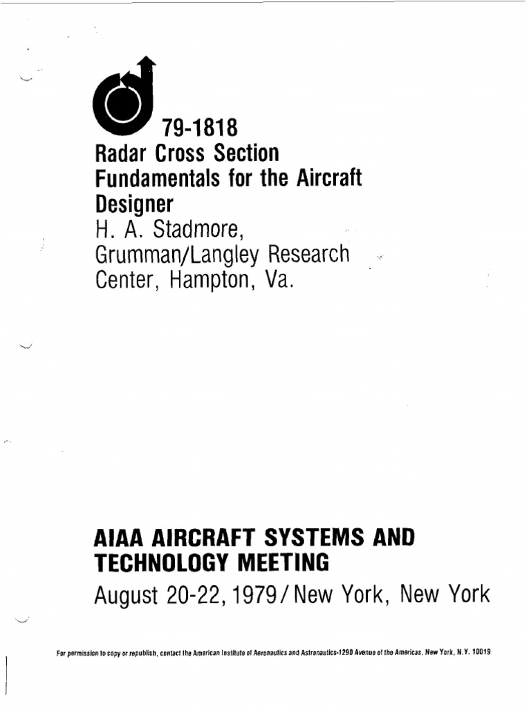 Radar Cross Section Fundamentals For The Aircraft Designer 1979 | PDF ...