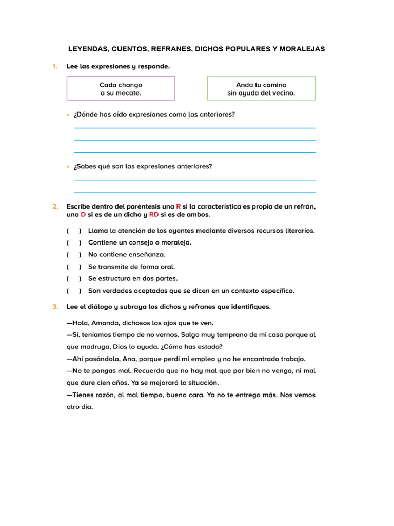 Refranes ejercicio | PDF