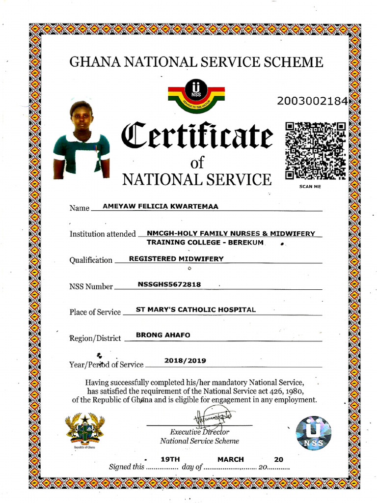 Felicia Ameyaw Nss Cert | PDF