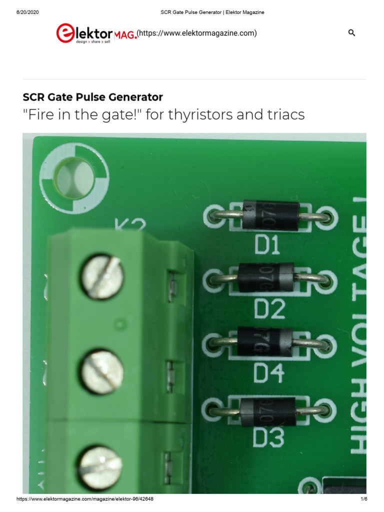SCR Gate Pulse Generator - Elektor Magazine | PDF | Computer ...