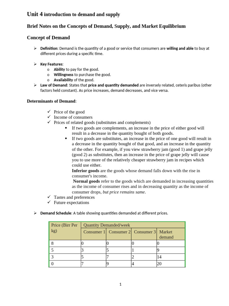 Economics Handout (Demand and Supply) | PDF | Economic Equilibrium ...