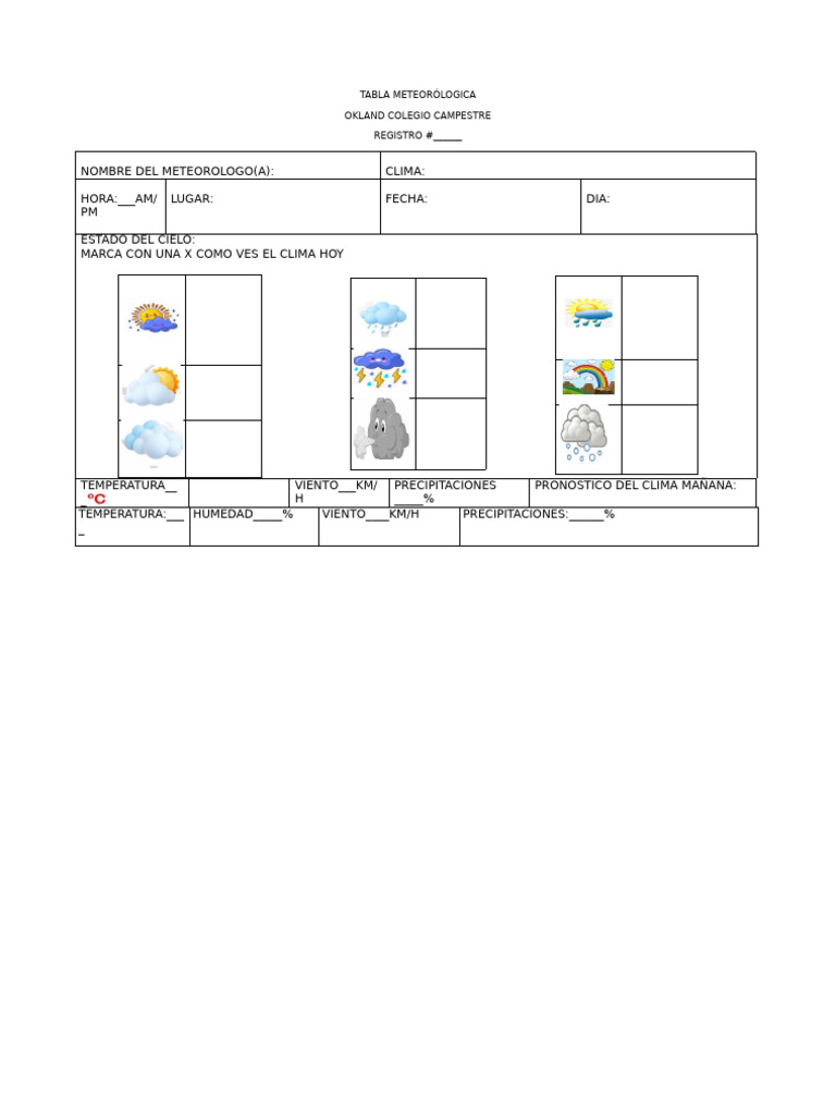 Tabla Meteorologica | PDF