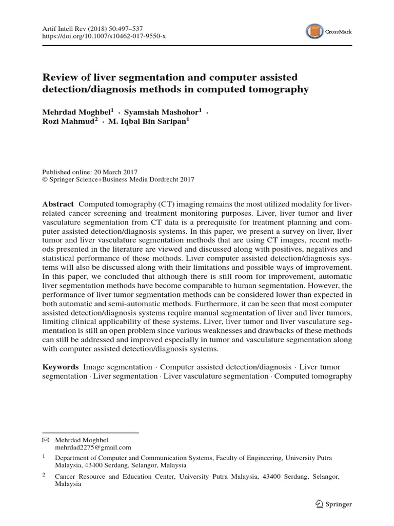 Review of Iver Segmentation and Computer Assisted Detection-diagnosis Methods in Computed ...