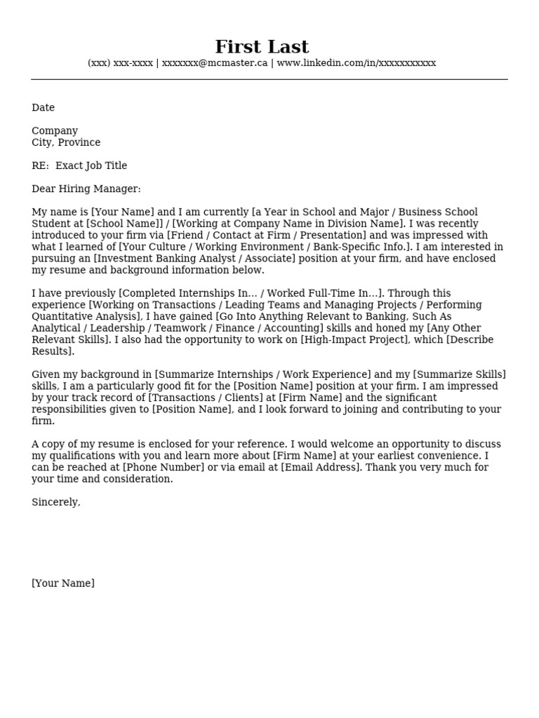 Standard Cover Letter Template | PDF