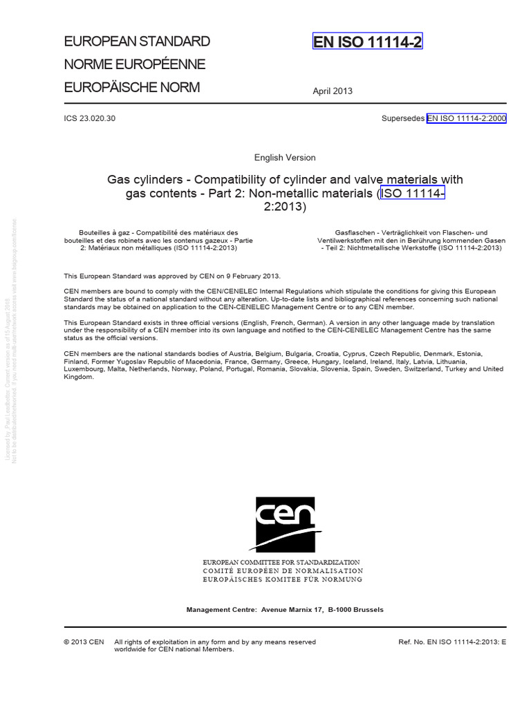 BS-EN-ISO-11114-2-2013 - Compatibility-of-Materials | PDF