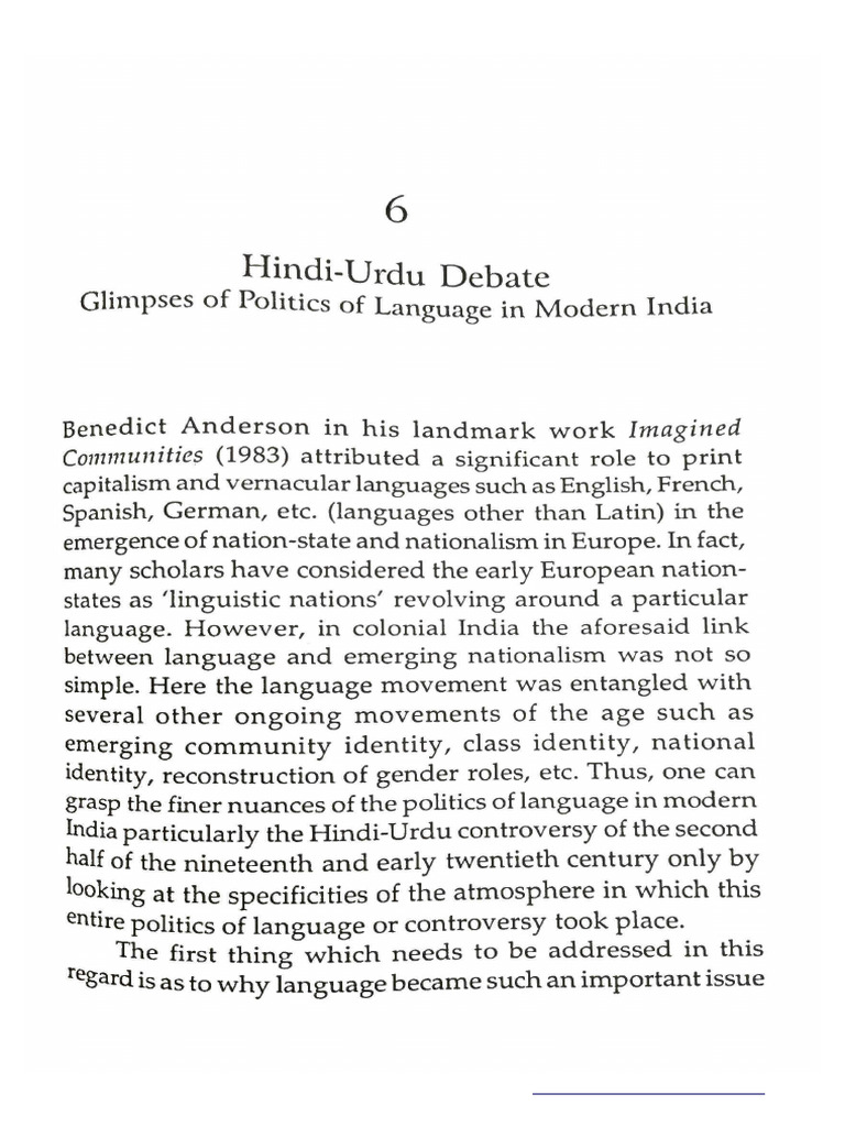 Hindi-Urdu Debate | PDF