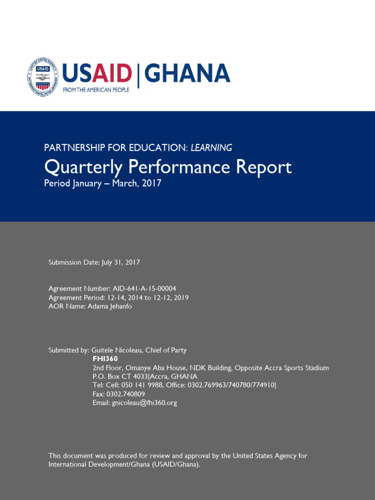 Performance Report USAID - Best Example | PDF | Teachers | Monitoring ...