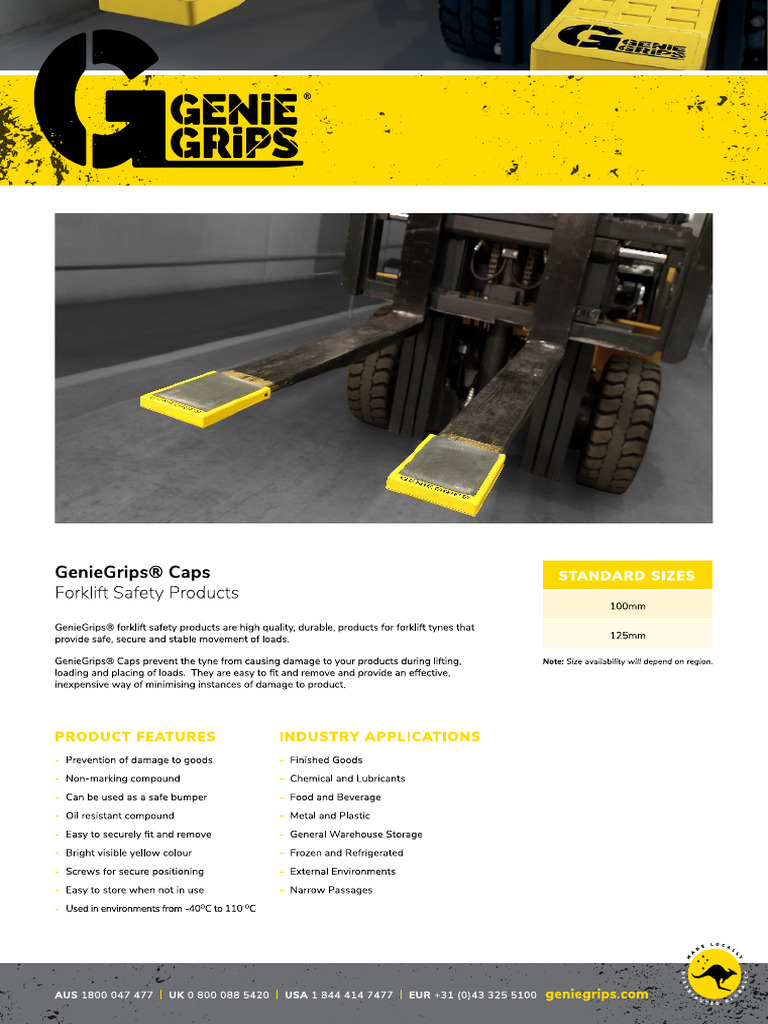 GenieGrips Caps Spec Sheet Metric | PDF | Steel | Secondary Sector Of ...
