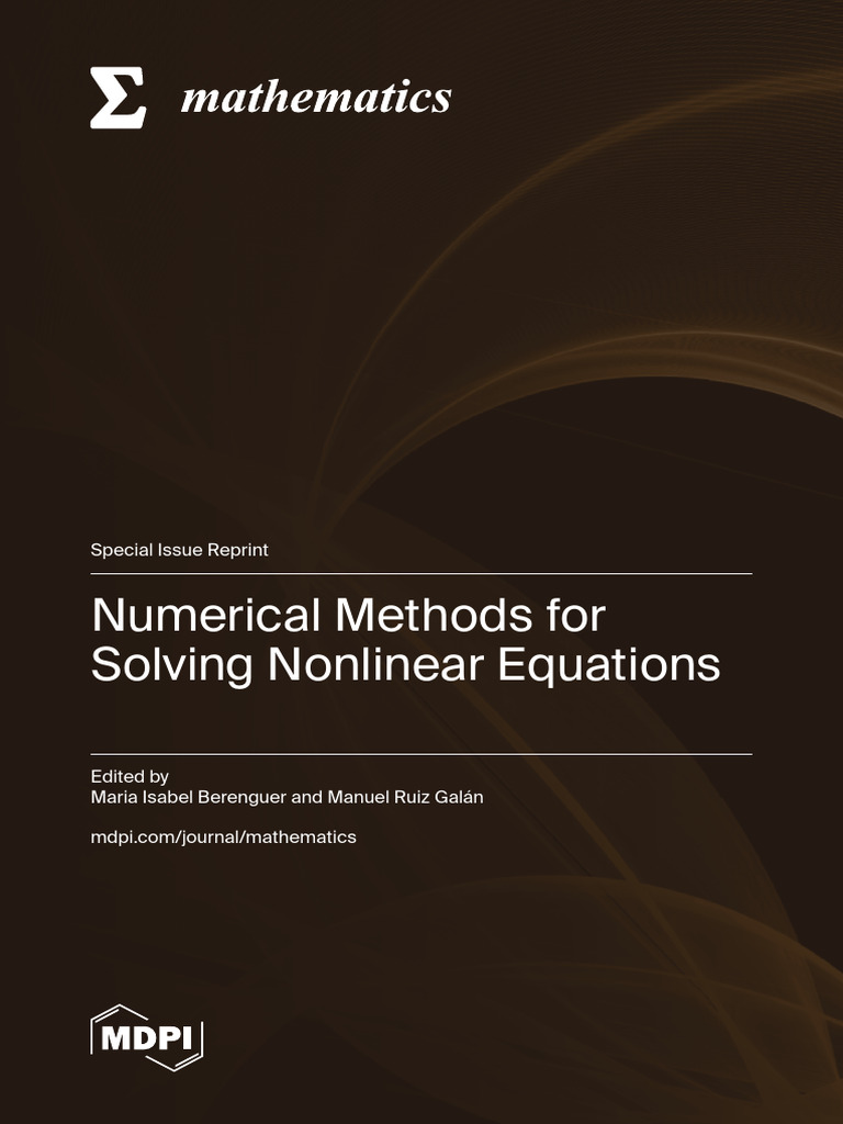 Numerical Methods For Solving Nonlinear Equations Pdf Zero Of A