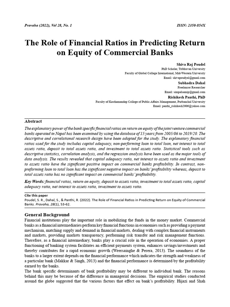 Financial Ratios and Bank Profitability | PDF | Coefficient Of ...