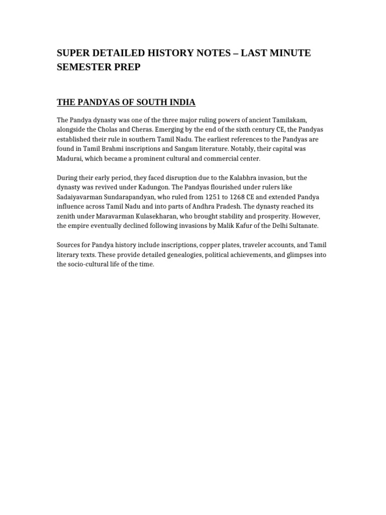 Pandya Dynasty: History & Influence | PDF