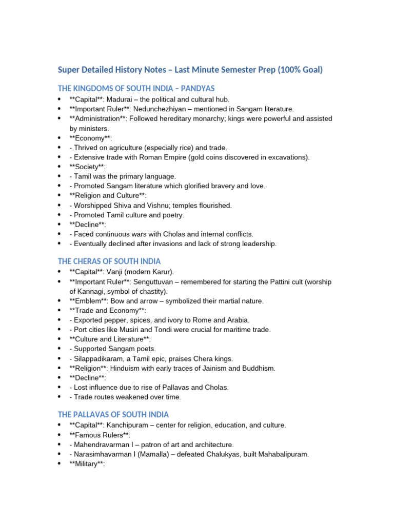 Super Detailed History Notes Last Minute Semester Prep | PDF | Tamils ...
