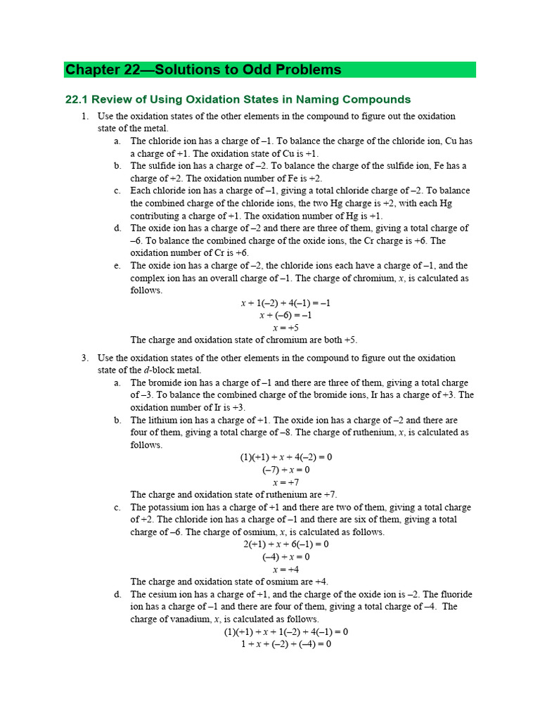 IGCRF2.0 Ch22 Odd EOC Solutions | PDF | Coordination Complex | Ligand