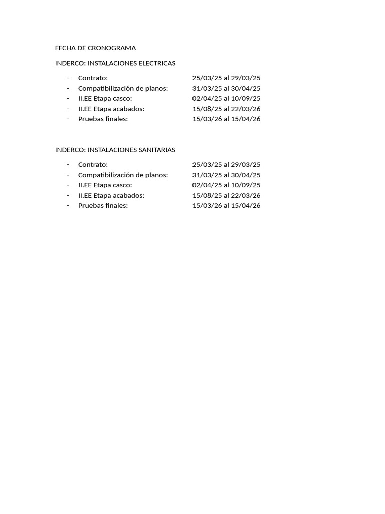 Cronograma Inderco Iiss Iiee | PDF