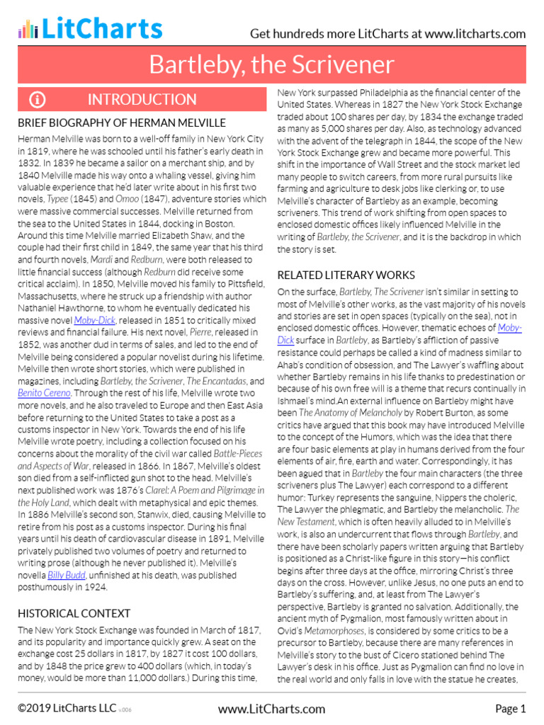 Bartleby the Scrivener - LITCHART | PDF | Bartleby, The Scrivener | Herman Melville