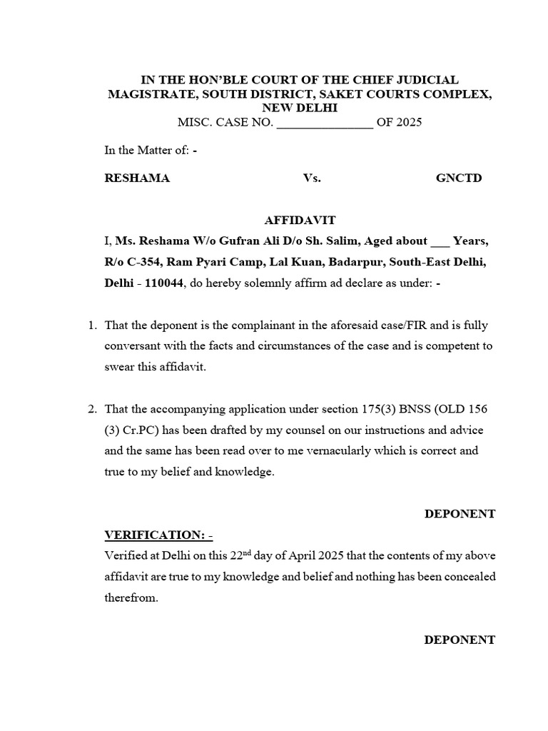 Reshma Affidavit | PDF