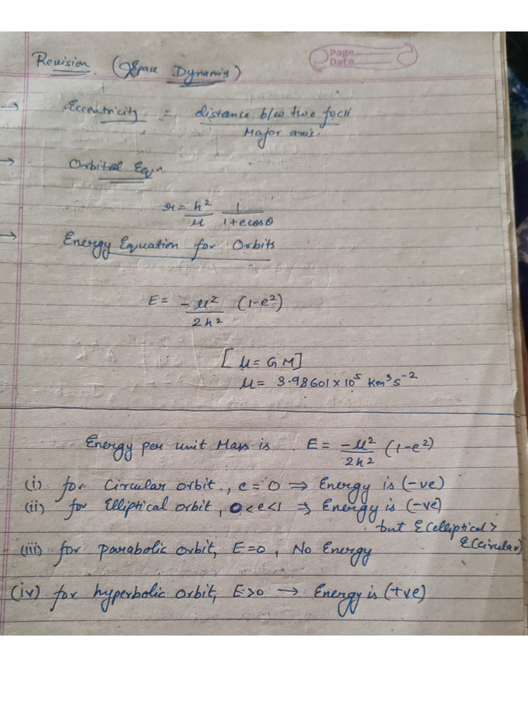 Space Dynamics Quick Revision | PDF