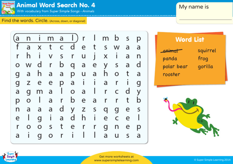 Animales Sopa de Letras | PDF