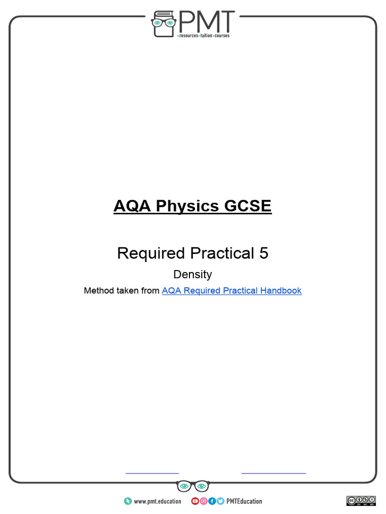 AQA GCSE Density Required Practical Guide | PDF | Density | Volume
