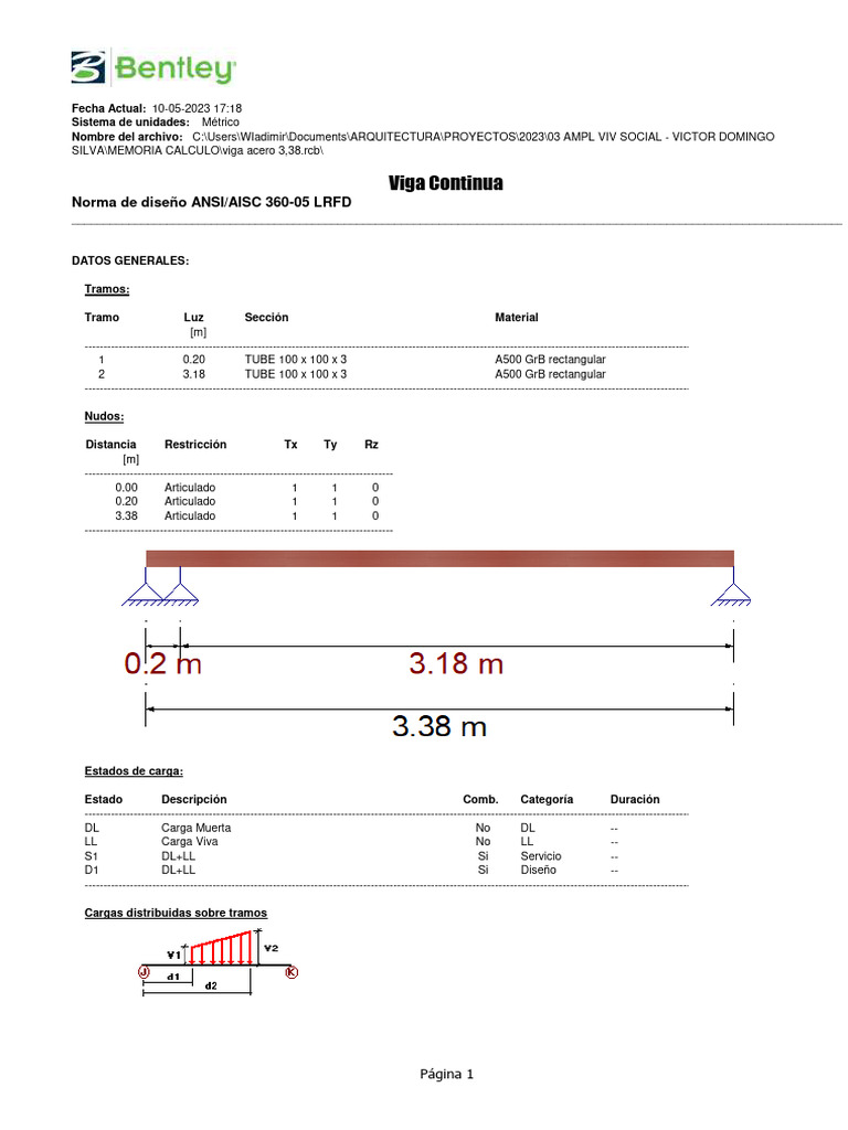 Reporte de RAM Beam Design VIGA ACERO | PDF | Pandeo | Deformación (Mecánica)